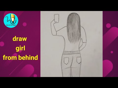 draw girl from behind |pencil drawing girl easy step by step |drawing ...