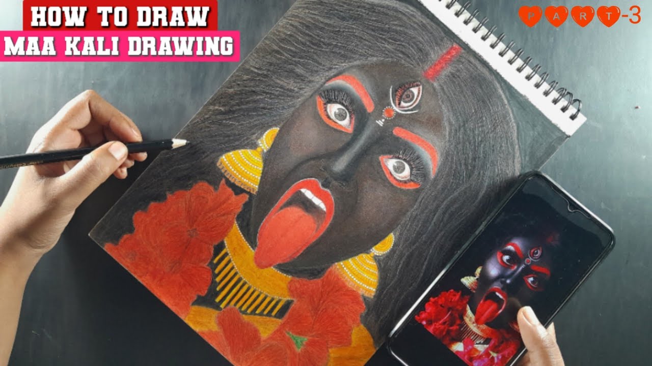 Kali Mata Drawing | How To Draw Mahakaali | Part-3 - YouTube
