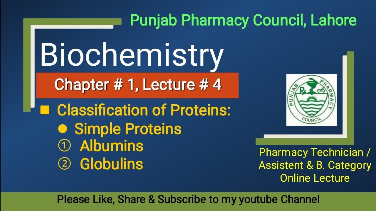 Biochemistry | Ch#1 | Lec#4 | Classification of Proteins, Simple ...