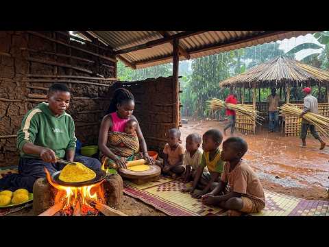 Rainy Morning ☔️  Cooking A Tasty African Breakfast & Gazebo Papyrus Roofing
