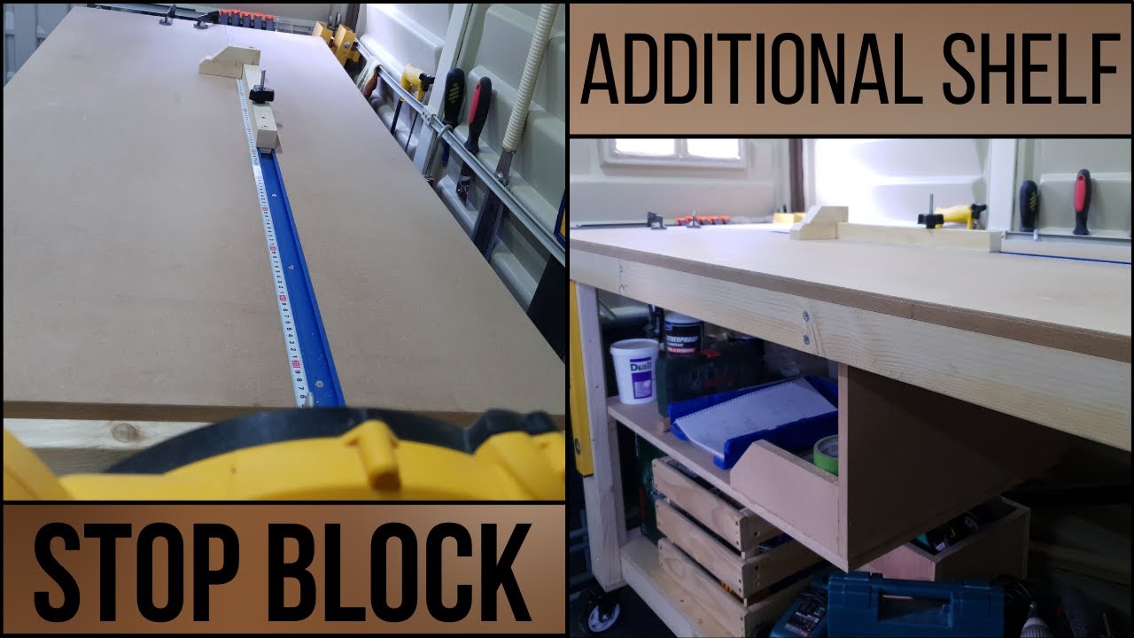 UPGRADING MY WORKBENCH / MITRE SAW STATION // STOP BLOCK, MEASURE TAPE ...