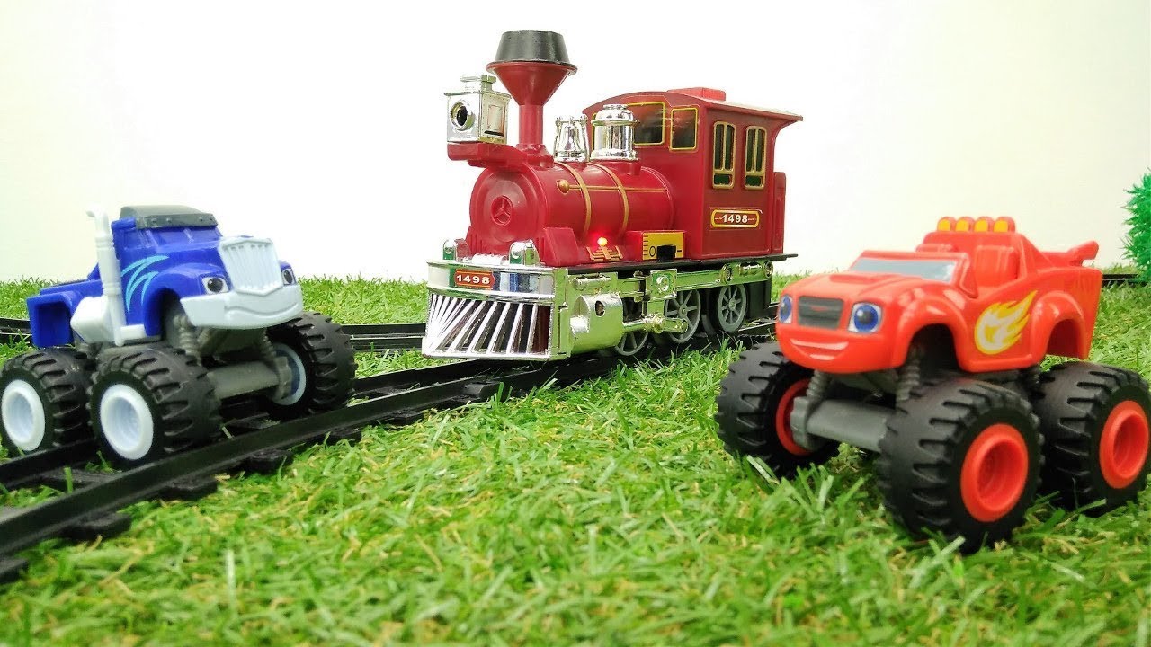 A Kids' Video. Monster Trucks for kids & a Toy Train for Kids - YouTube