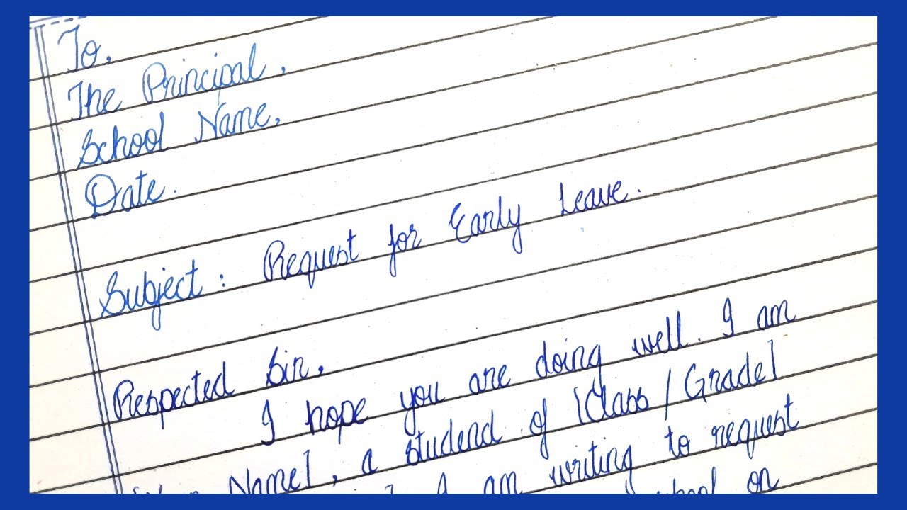 Application for Early Leave from School | Request to Go Home Early ...