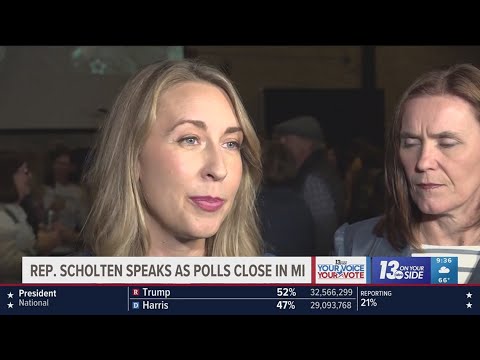 Rep. Scholten speaks as polls close in Michigan - YouTube