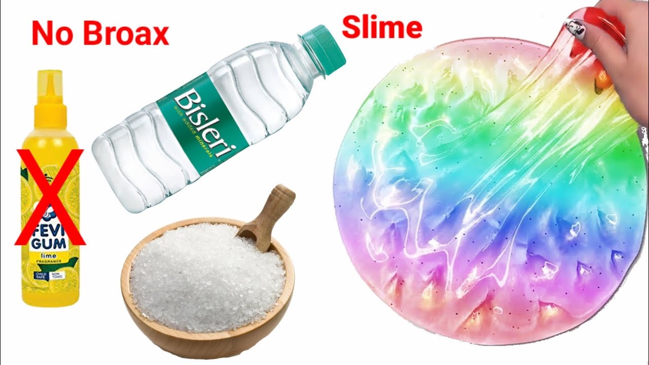 No Borax No Glue Only Water Slime/DIY FLUFFY SLIME/Homemade slime/How ...