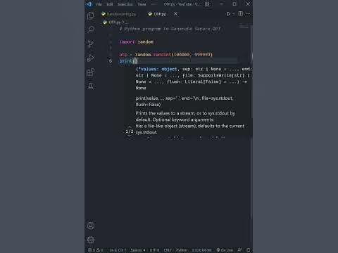 Generate Secure OTP using Python | Python Programming - YouTube