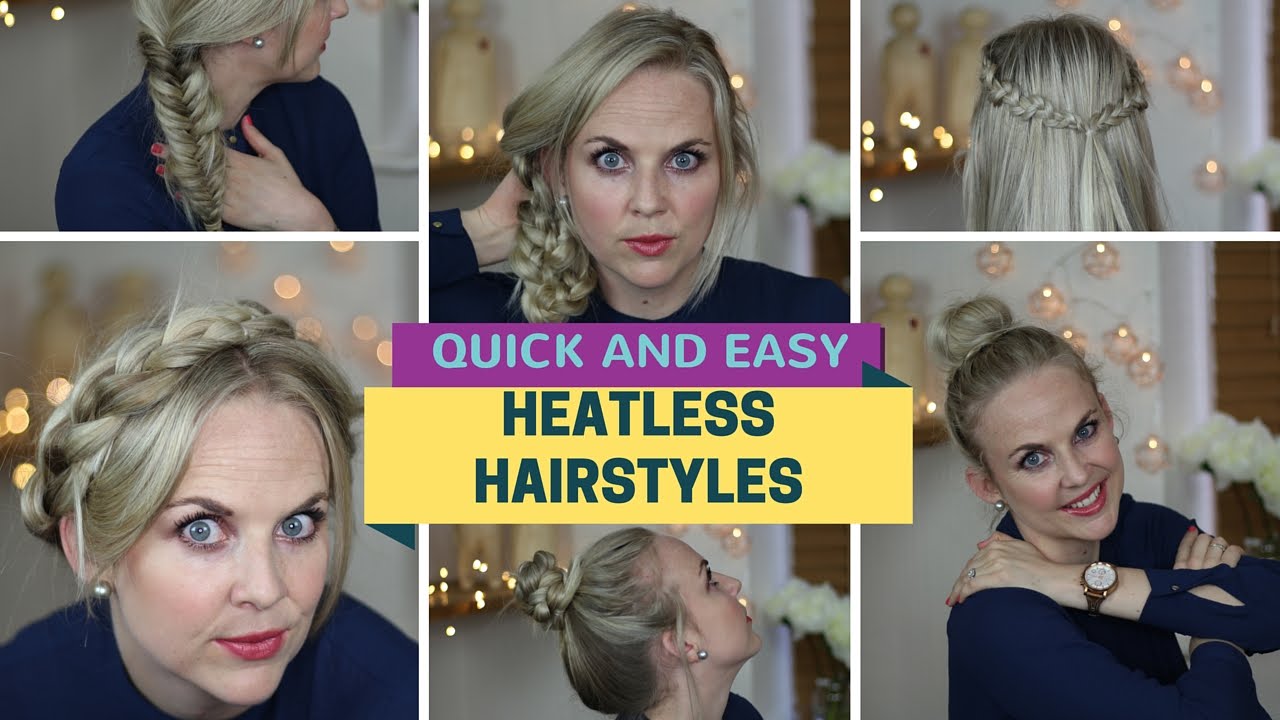 7 Quick and Easy Heatless Hairstyles in minutes - YouTube