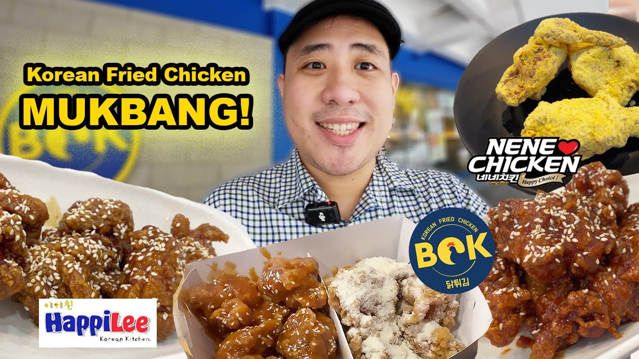 Korean Fried Chicken MUKBANG! | Nene Chicken, BOK Korean Fried Chicken ...