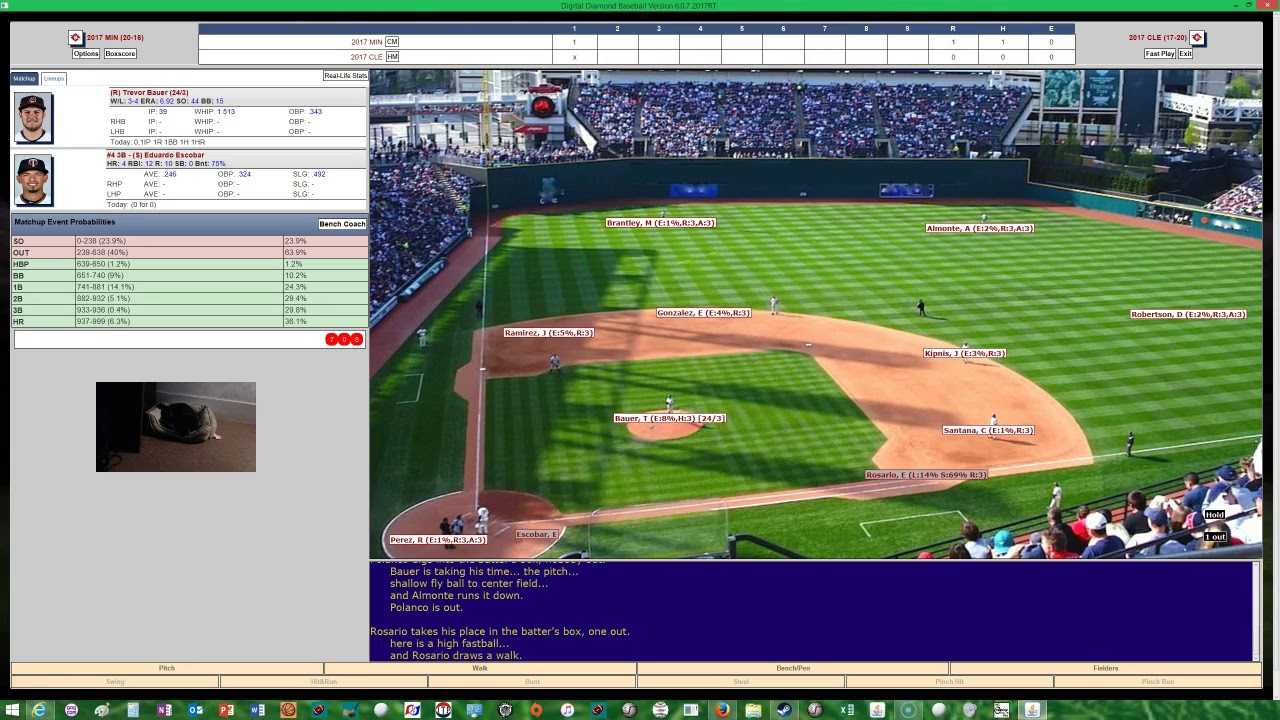 DIGITAL DIAMOND BASEBALL V6 2017 Minnesota Twins @ Cleveland Indians ...