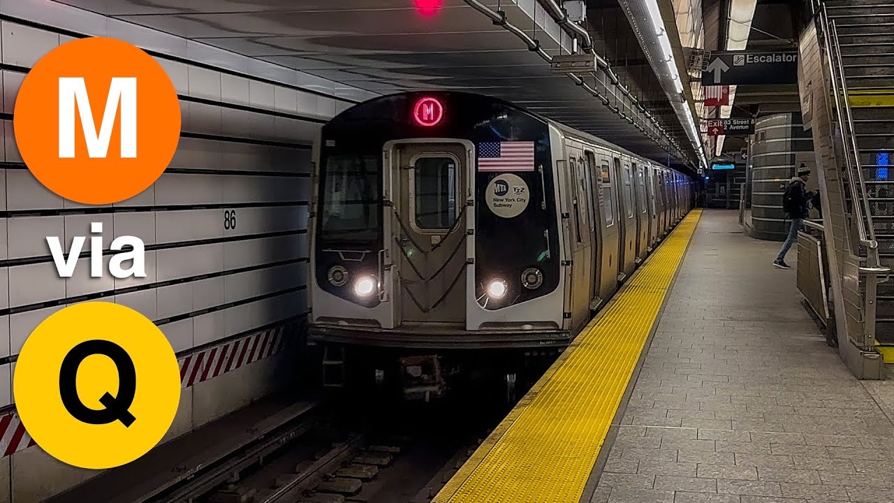 M trains at 86 Street, via the Q line - YouTube