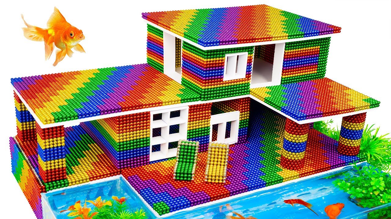 DIY - Build Modern Mansion Swimming Pool Fish Pond With Magnetic Balls ...