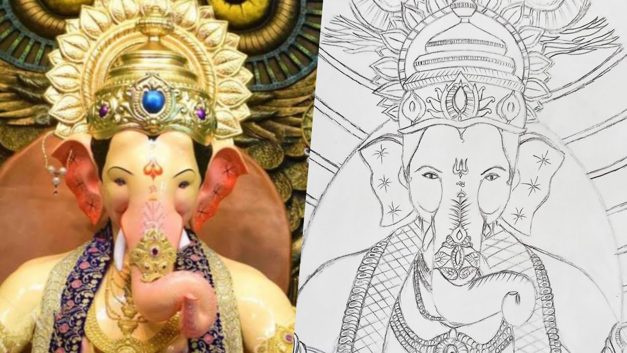 How to Draw Lalbaugcha Raja Ganpati Drawing | 2021 - YouTube