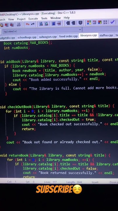 Library Management Ide Dev C Cppprogramming Youtube
