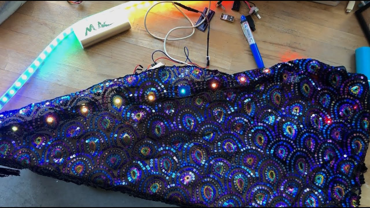 scarfswarm sequin shawl neopixel gemma diy led strip glowy ...
