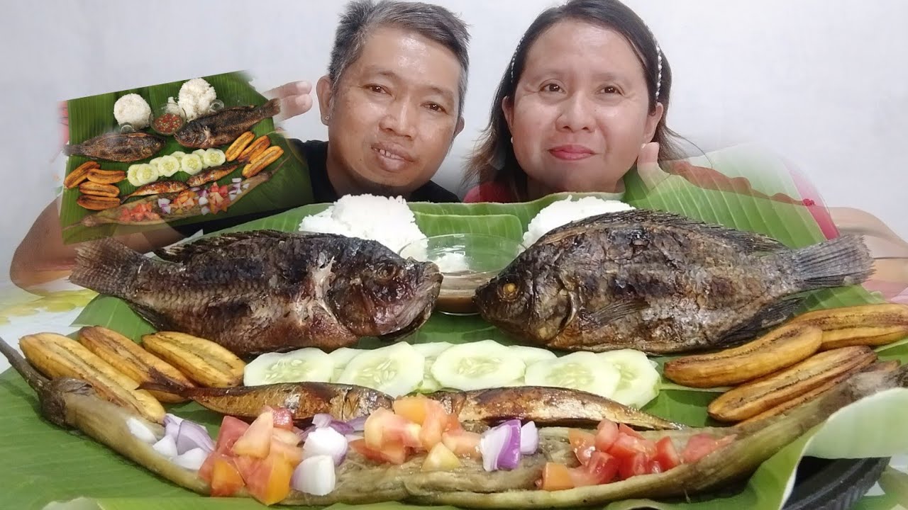 INIHAW NA TILAPIA + ENSALADANG TALONG + TINAPA (PINOY FOOD) (MUKBANG ...