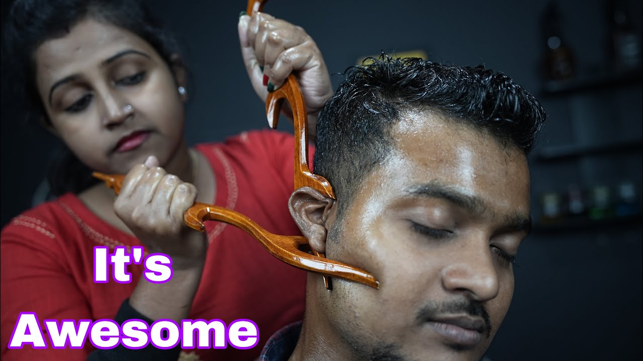 Lady Barber Doing Awesome Head Massage With Lots Of Oil | ASMR Head ...