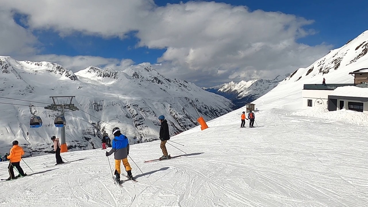 Skiing top part of BLUE ski slope called 6 OBERGURGL (Austria) GoPro HD ...