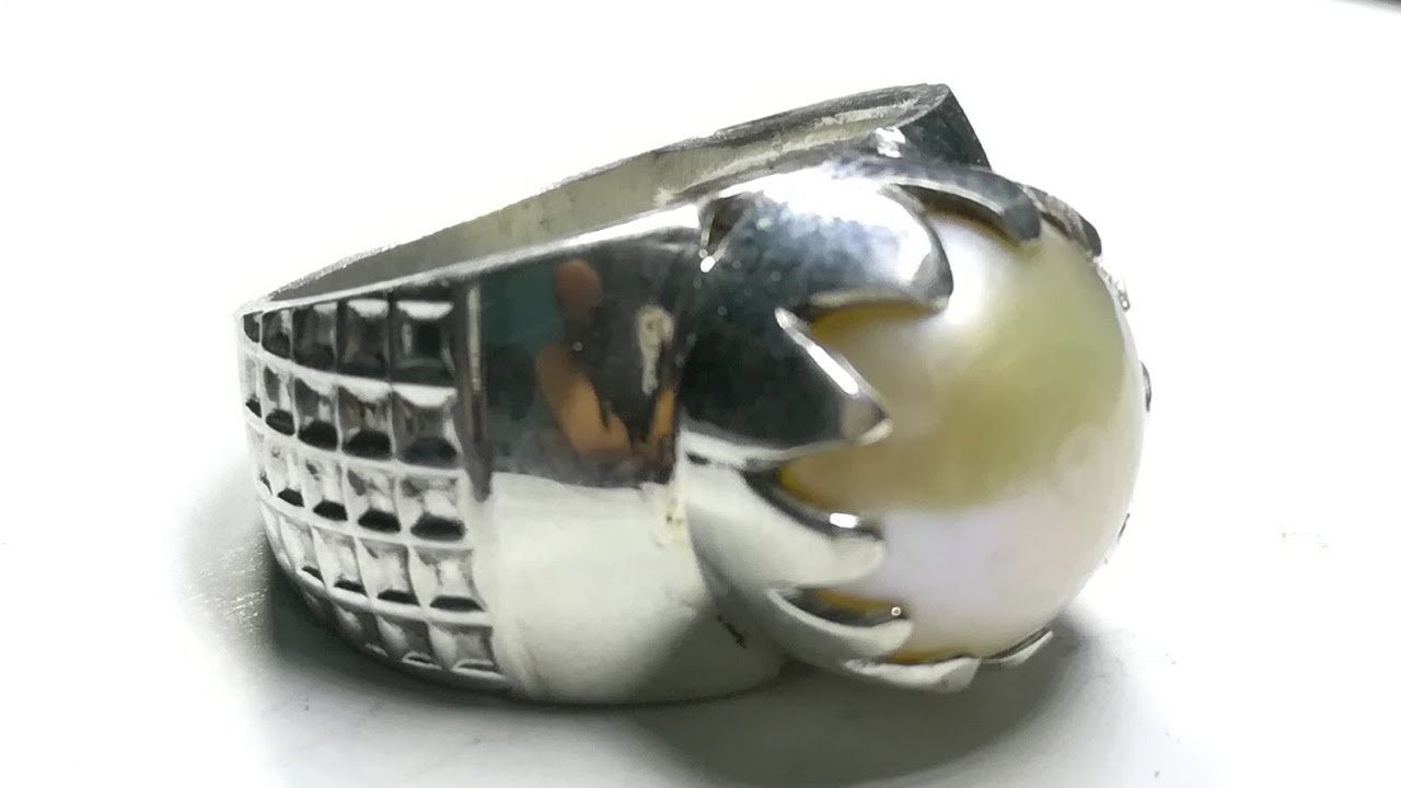 Moti silver ring ,silver pearl ring , gemstone ring ,moon stone ring ...