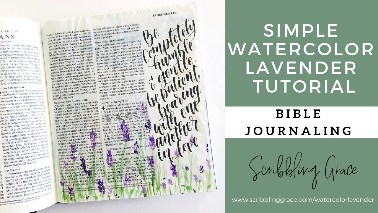 Quick And Easy Watercolor Lavender Bible Journaling Tutorial - YouTube