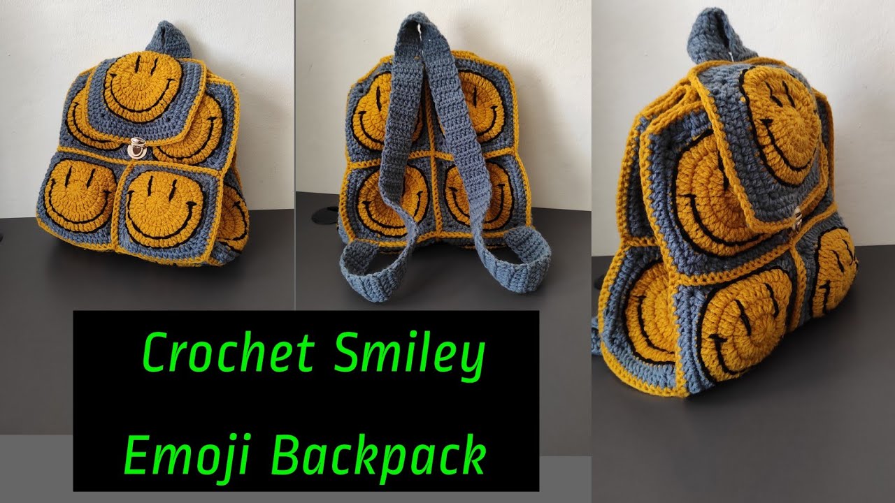 CROCHET SMILEY EMOJI BACKPACK PART 1 - YouTube