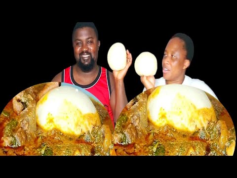 AFRICAN FOOD MUKBANG VEGETABLE OGBONO SOUP AND DRY OKRO SAMR FOOD SAMR ...