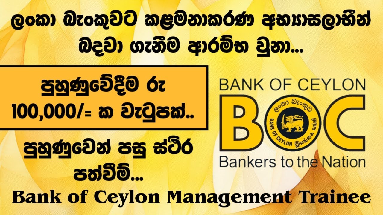 BOC Management Trainee Vacancies | BOC | Bank Job | Bank of Ceylon ...