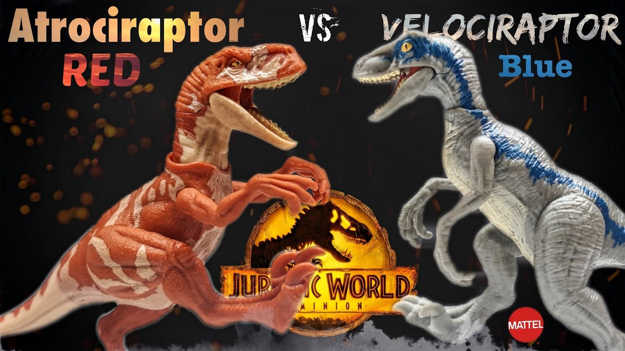 Mattel Jurassic World Dominion Atrociraptor Red vs Velociraptor Blue ...