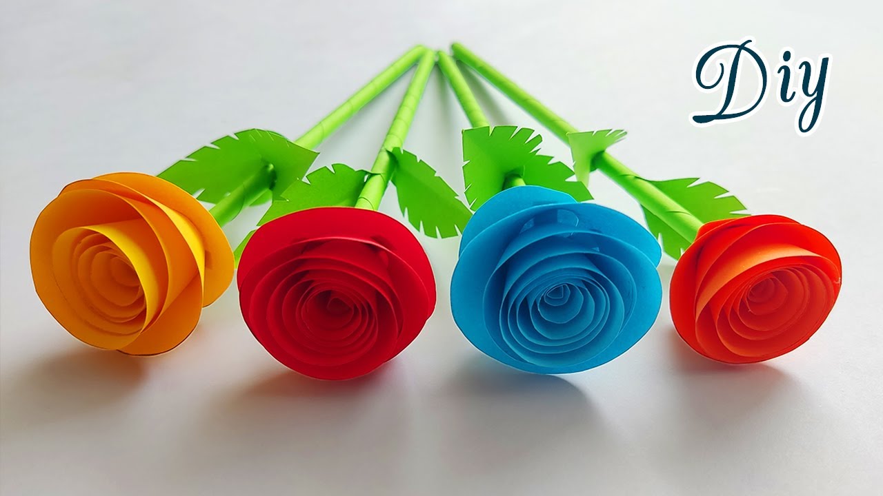 Easy and Beautiful Paper Rose Making 💐| DIY Origami Rose Flower - YouTube