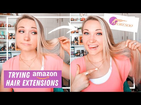 AMAZON CLIP IN HAIR EXTENSIONS // Moresoo Hair Extensions Review