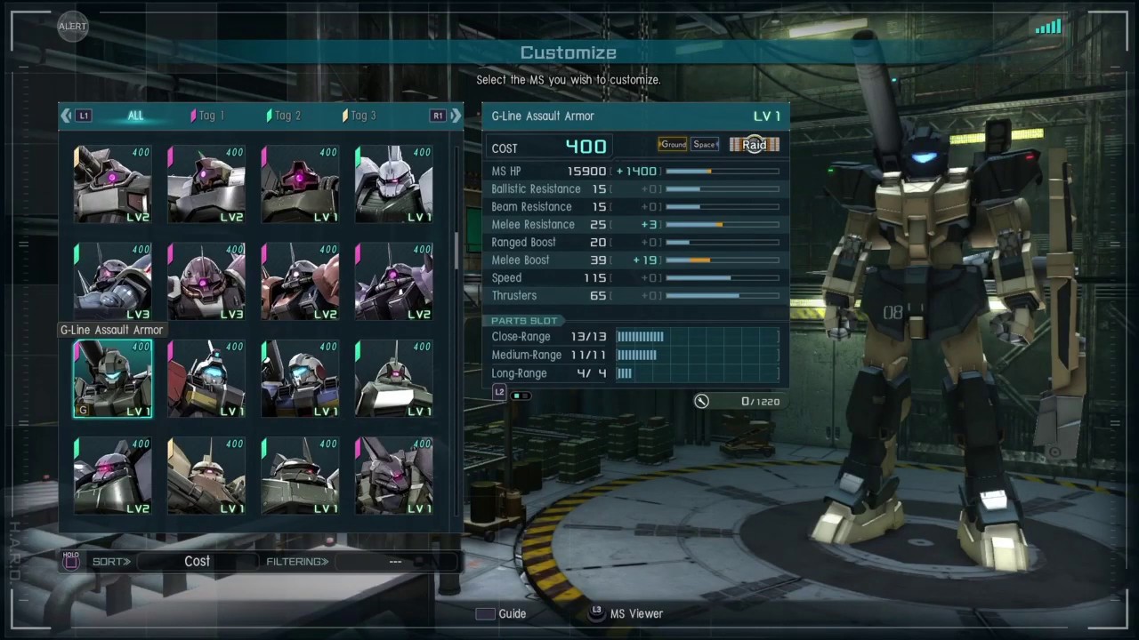 MS Guide: G-Line Assault Armor | Mobile Suit Gundam Battle Operation 2 ...