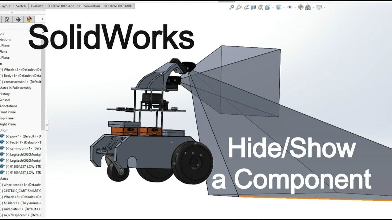 How to Hide/Show a Component/Part for an Assembly in SolidWorks - YouTube