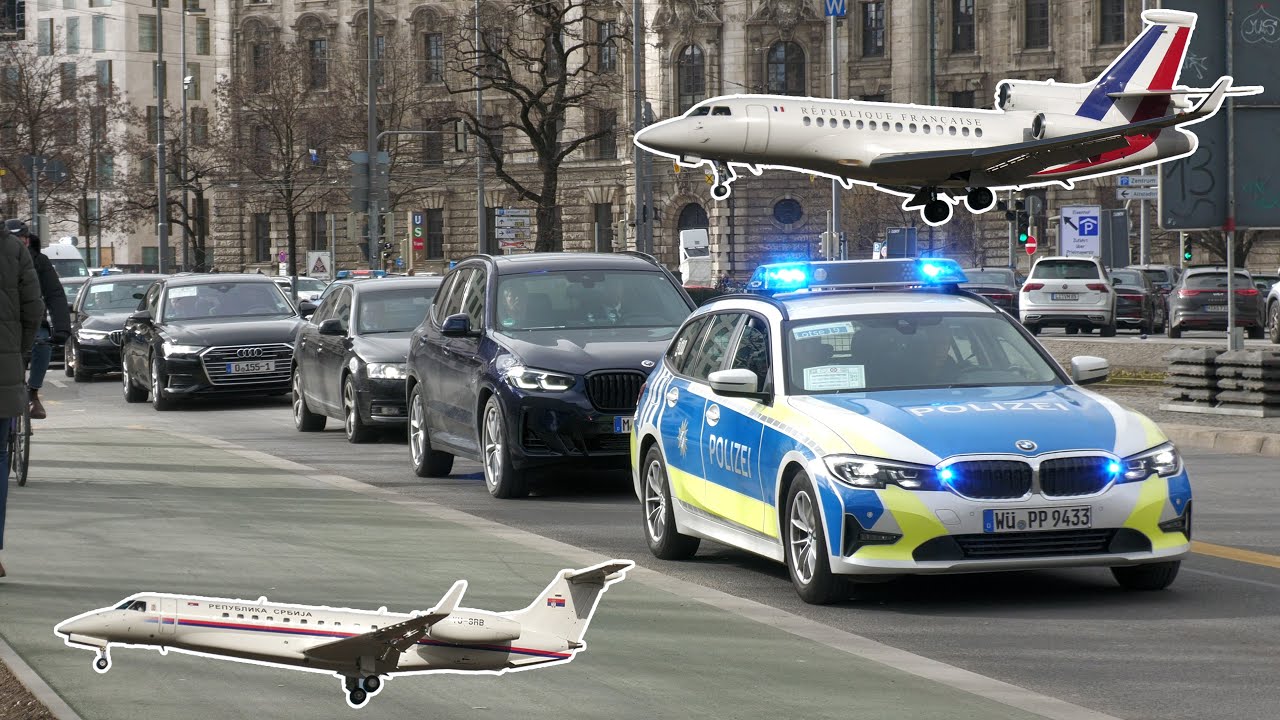 Presidential planes & VIP transport arrive at Munich Security ...