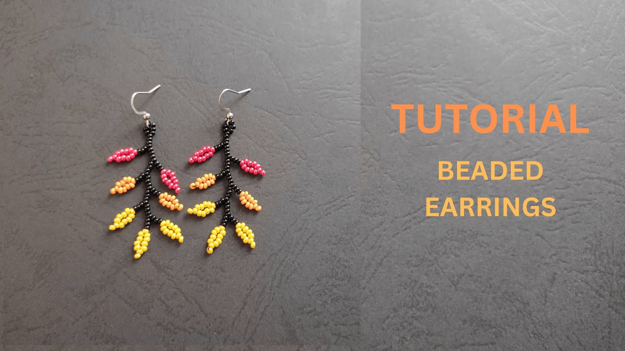 Seed Beaded Branches with Leaves, Beaded Earrings Tutorial - YouTube