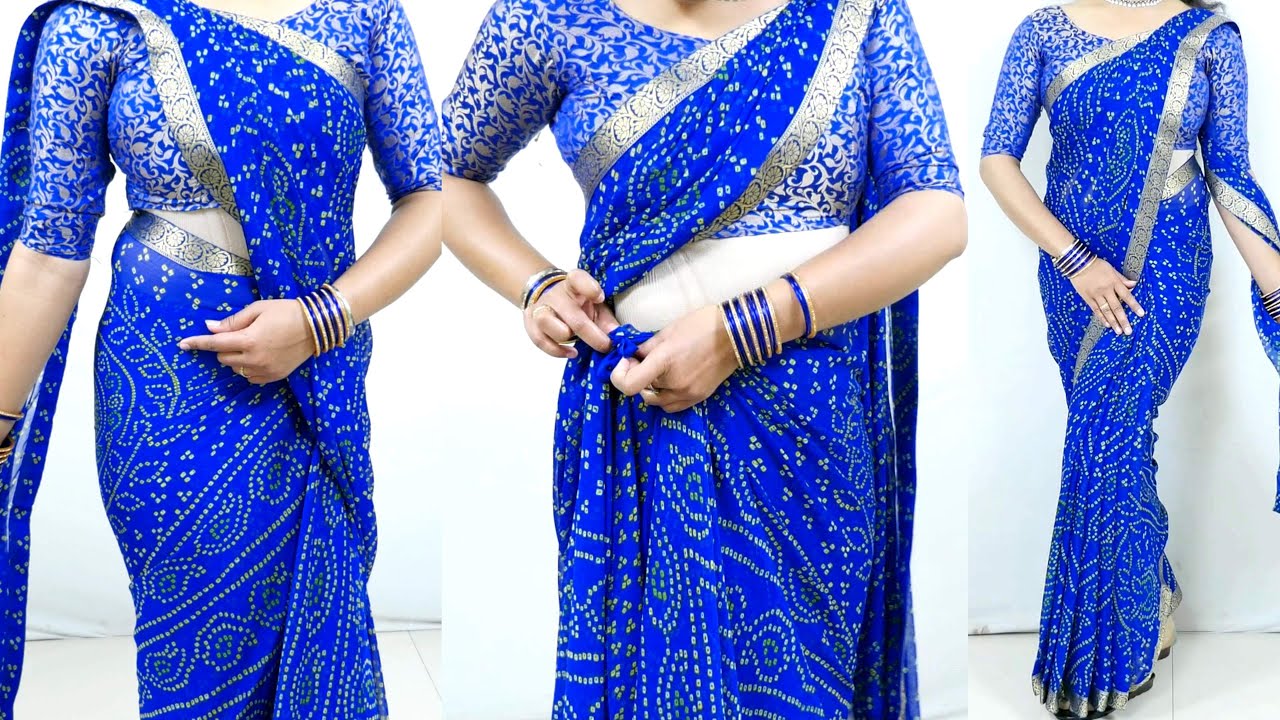 Saree pleats making easy trick for beginners | Chiffon saree perfectly ...