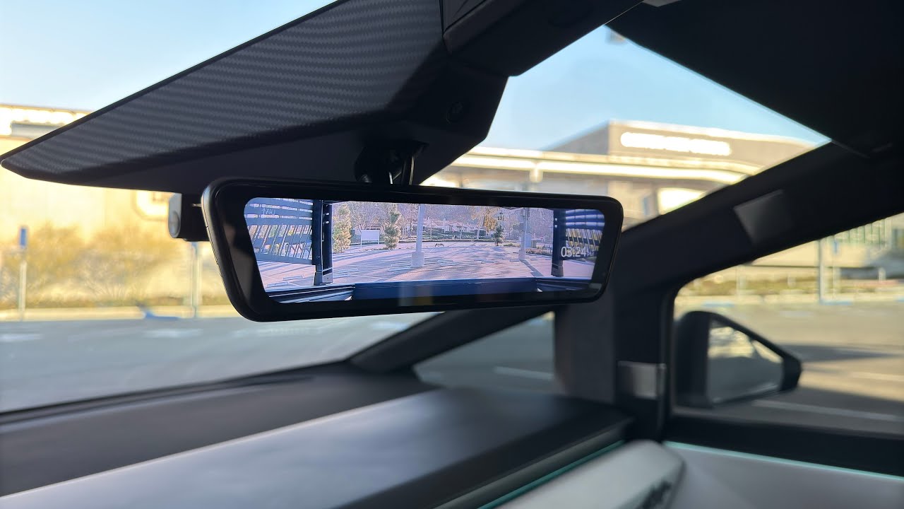 Tesla Cybertruck Live Rear Mirror with Birds Eye View Mount! - YouTube