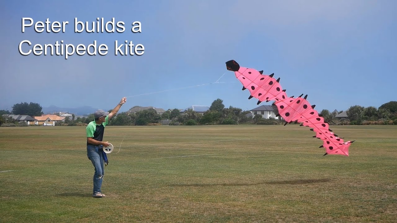 Peter builds a centipede kite - YouTube