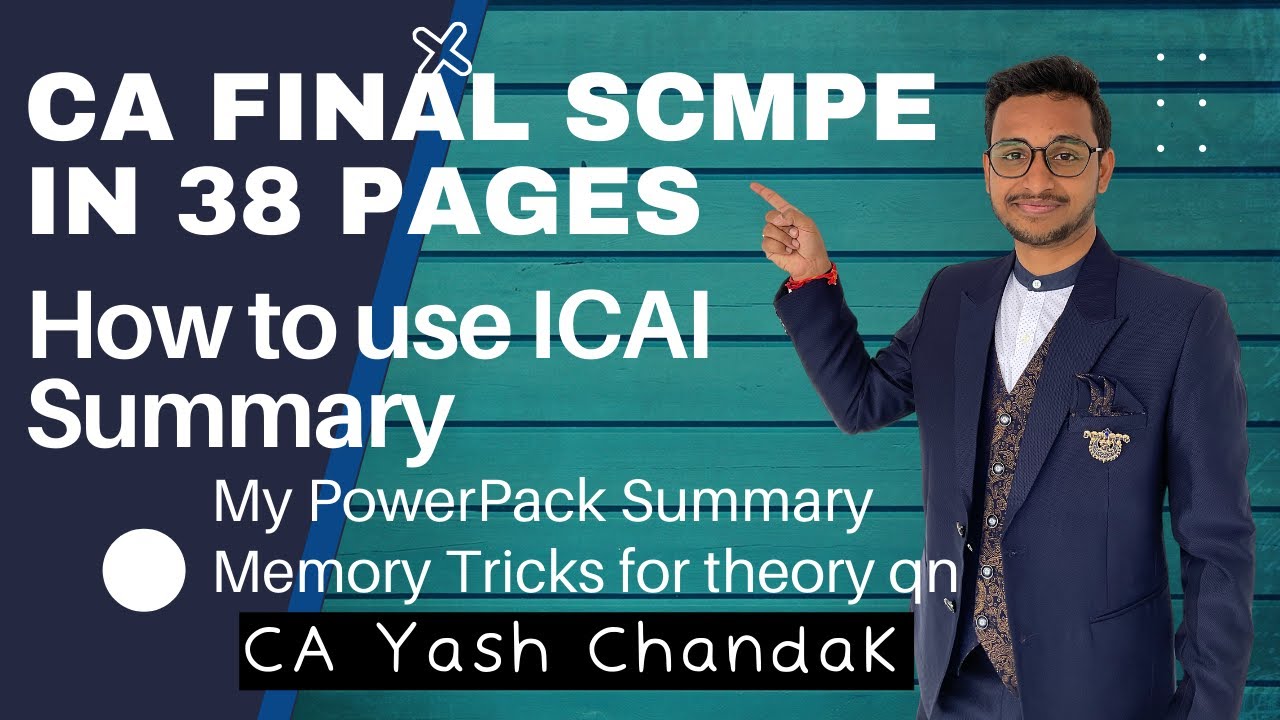 How to use ICAI Summary | CA Final SCMPE (Cost) in 38 pages | Powerpack ...