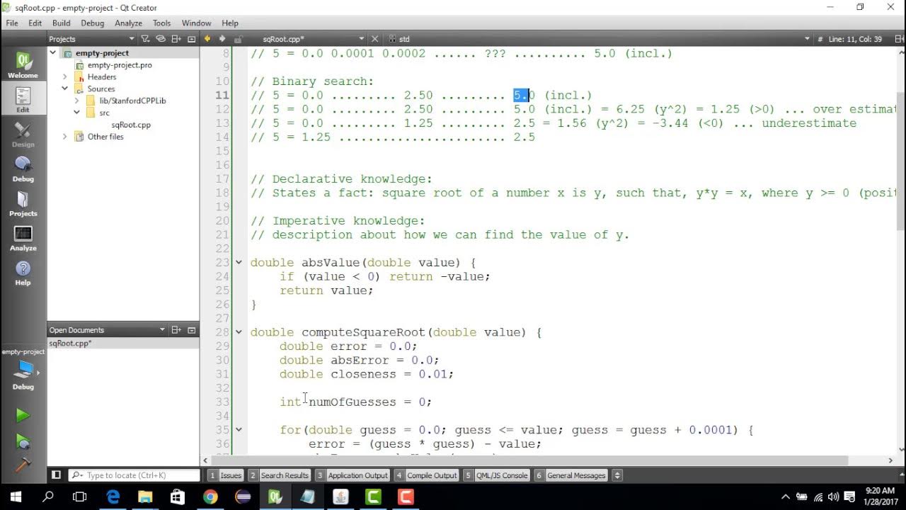 Approximate square root using binary search - YouTube