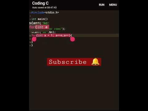 program to print number pyramid in C using for loop 🔁 #shorts 🥰 #coding #pyramid #c - YouTube