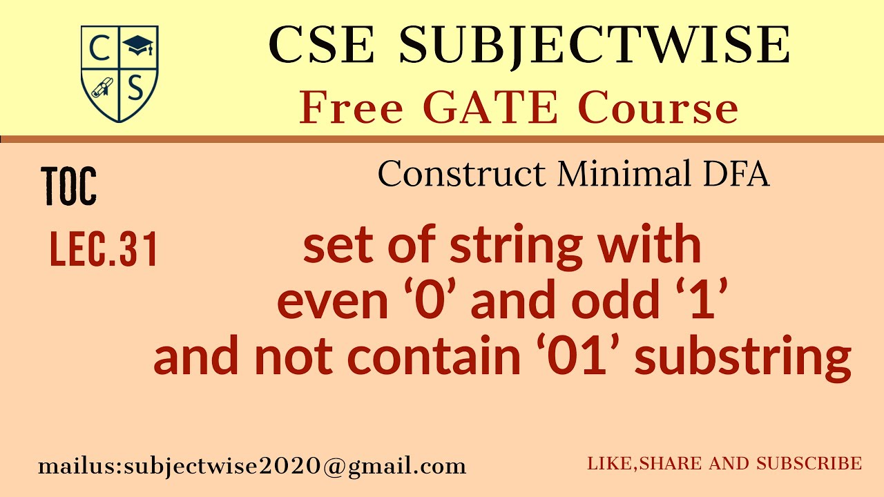Lec 31 Set Of String With Even 0 AND Odd 1 AND Not Contain Substring 01 lec-31-set-of-string-with-even-0-and-odd-1-and-not-contain-substring-01