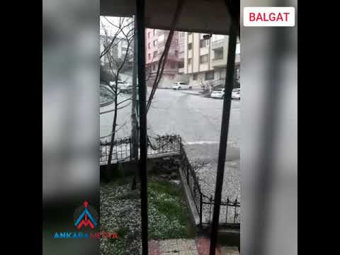 Ankara Balgat, yağmur ve dolu görüntüleri