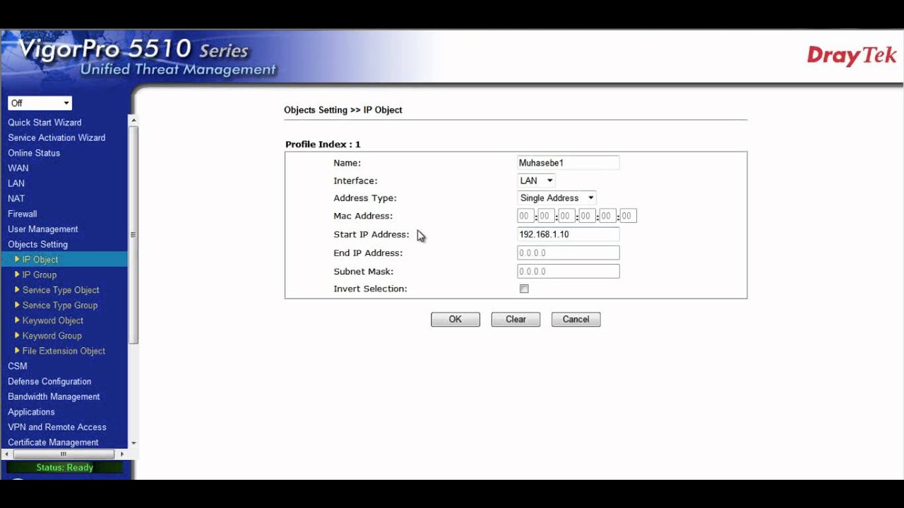 DrayTek IP ve MAC adres Object - YouTube