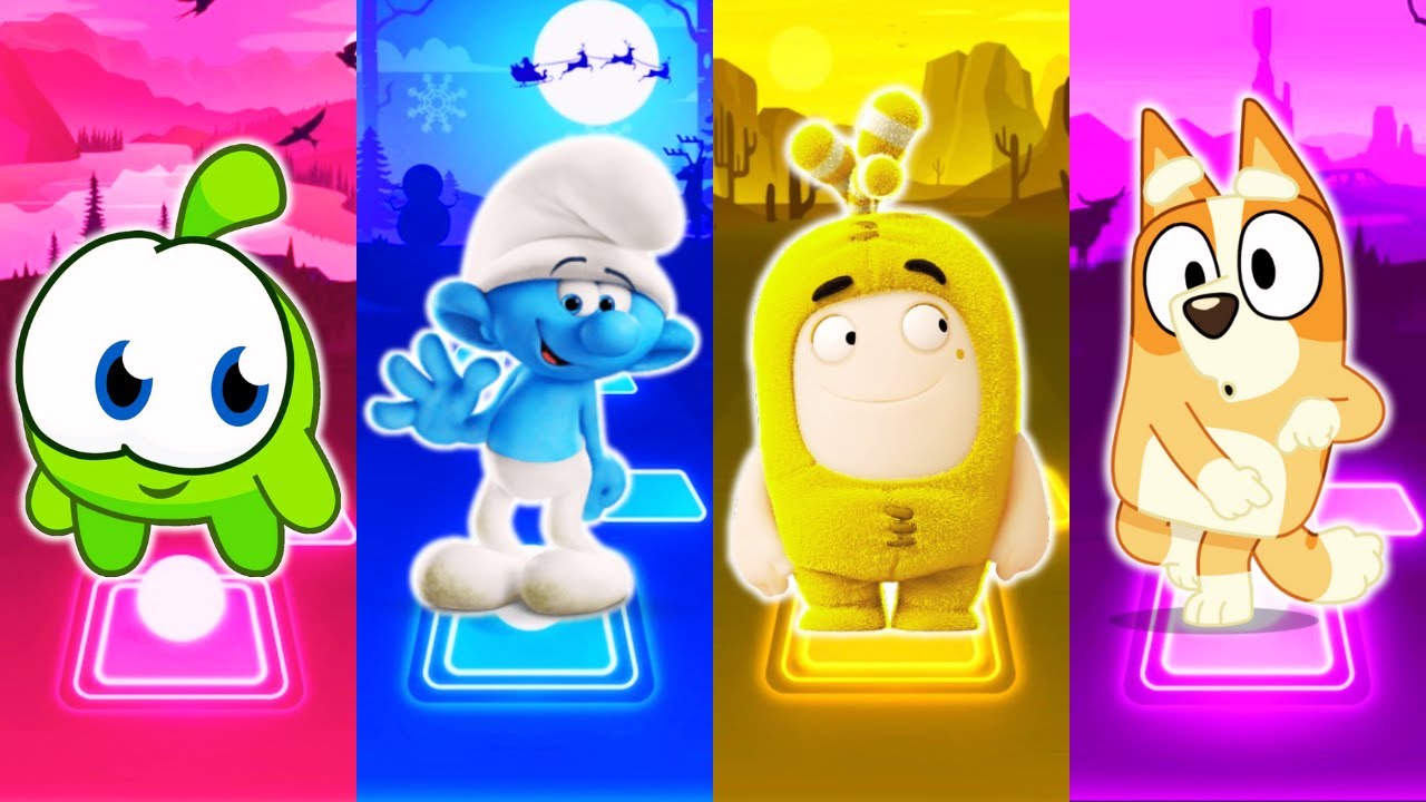 Om Nom - The Smurfs - Oddbods - Bluey Bingo - Tiles Hop EDM Rush - YouTube