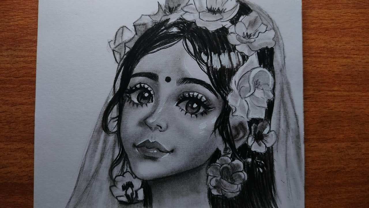 Radha Rani Drawing part -3 | Step By Step Tutorial 😍 | Radha Krishna ...