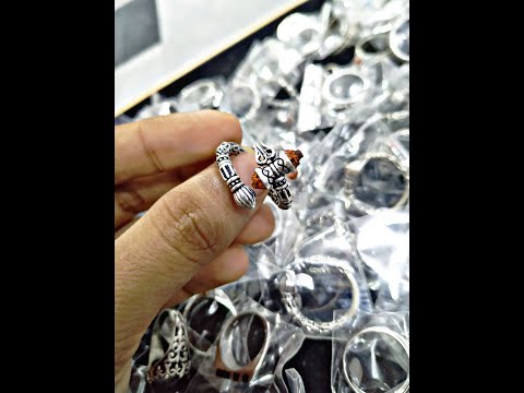 Rudraksha silver 925 trishul shiva Damroo Ring | 5mukhi