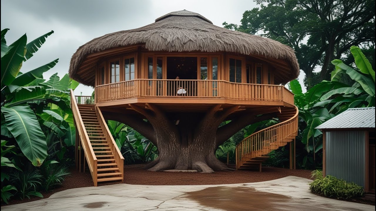 Building a House on a Dead Tree Trunk // The Result Shocked the Whole ...