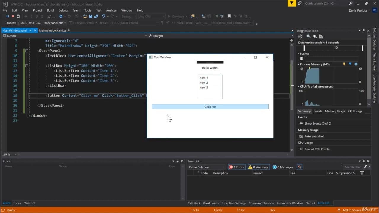 C Masterclass 1304 Stackpanel Listbox Visual And Logical Tree Youtube