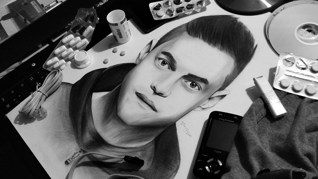 Speed Drawing Rami Malek | Elliot Alderson || Mr. Robot - YouTube