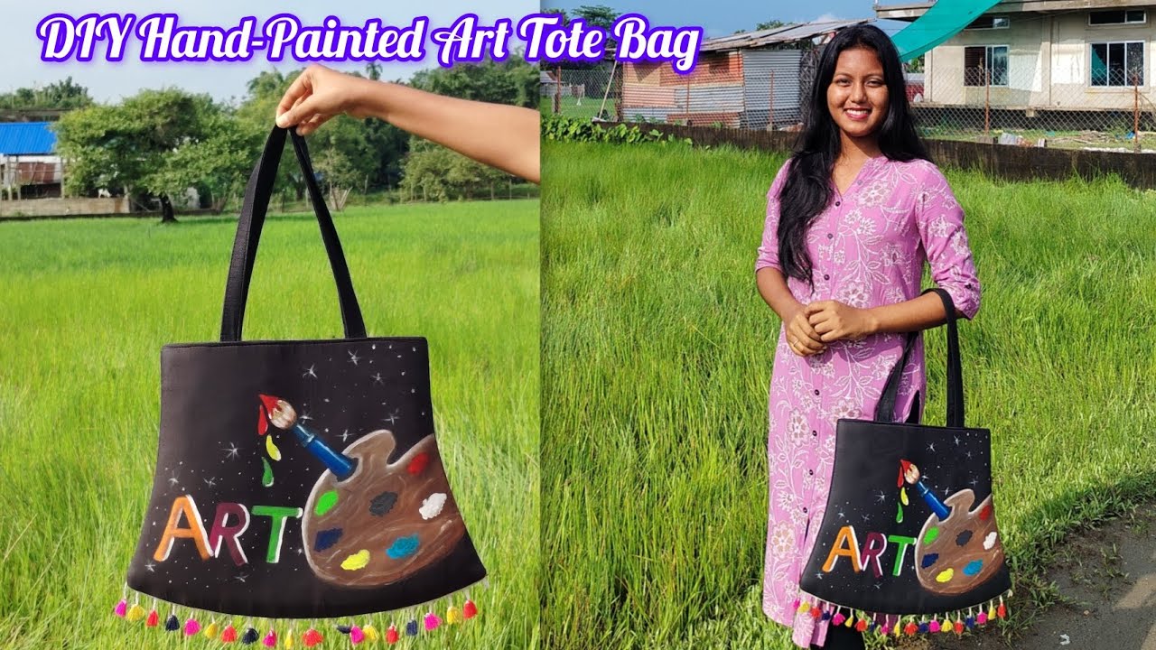 DIY Hand-Painted Art Tote Bag | Easy & Creative Custom Design Tutorial😍 ...