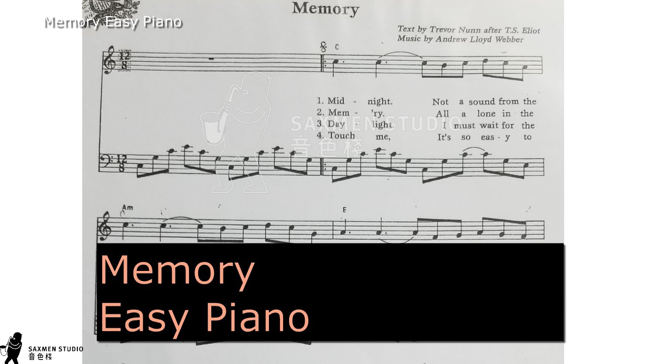 Memory Easy Piano sheet - YouTube